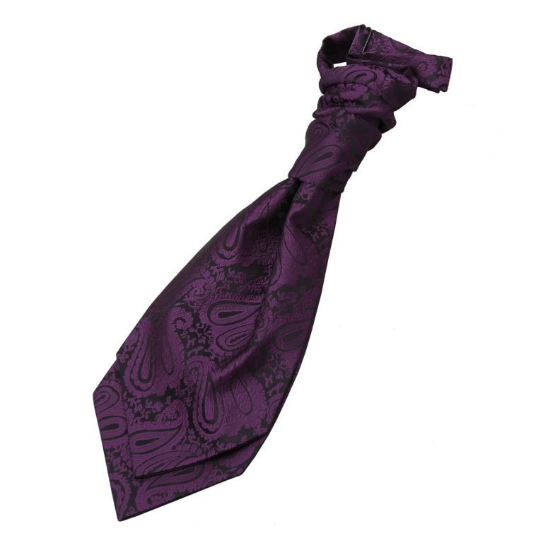 Mens Paisley Purple Wedding Waistcoat And Tie Set