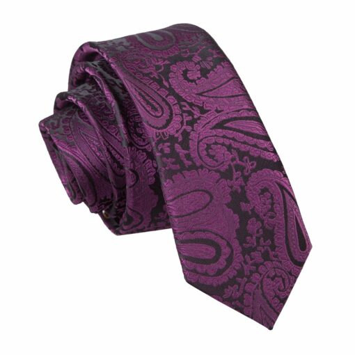 Mens Paisley Purple Wedding Waistcoat And Tie Set