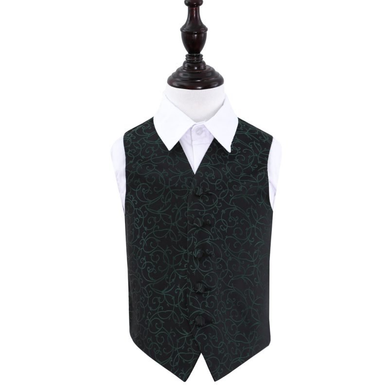 Men's Swirl Black & Green Wedding Waistcoat Men's Swirl Black & Green Wedding Waistcoat