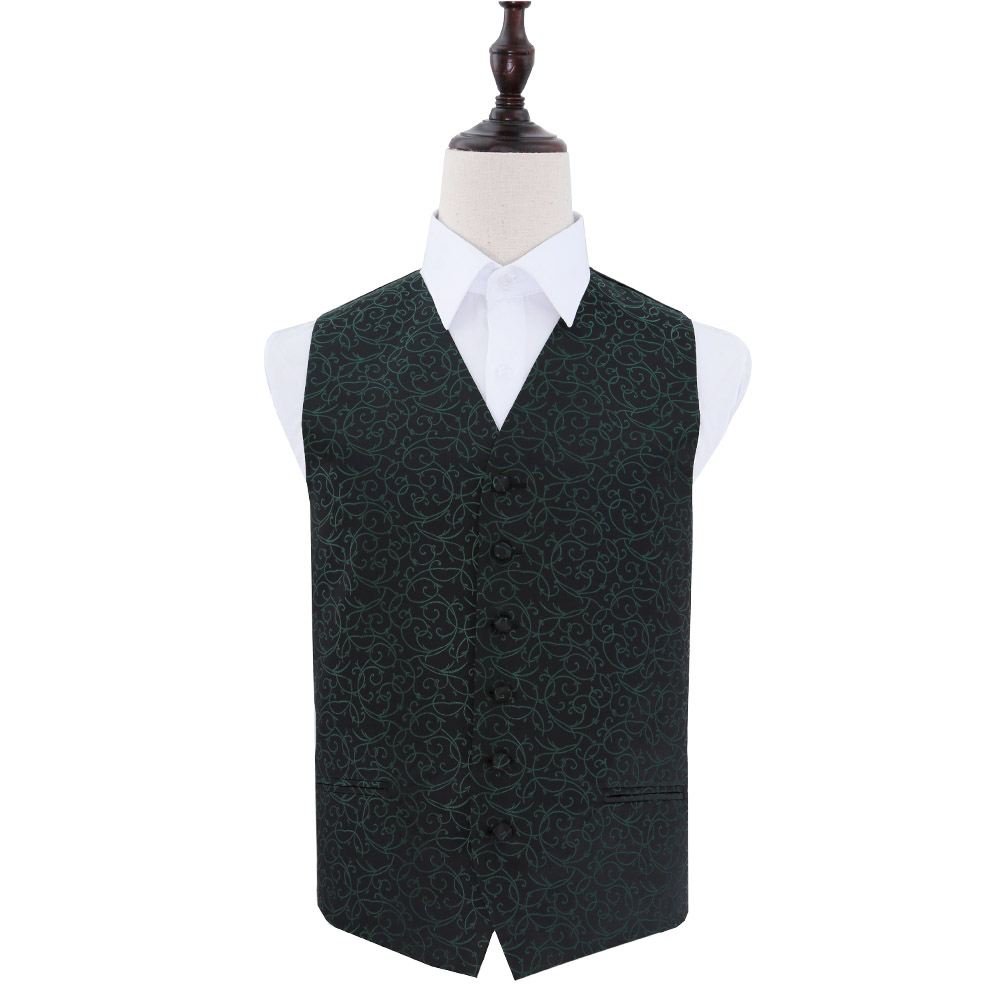 Men's Swirl Black & Green Wedding Waistcoat Men's Swirl Black & Green Wedding Waistcoat